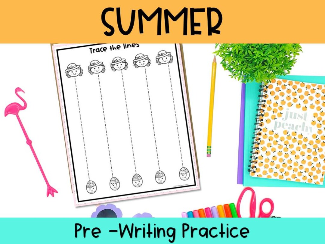 Summer Prewriting Tracing Worksheets Printable | Fine Motor Line ...