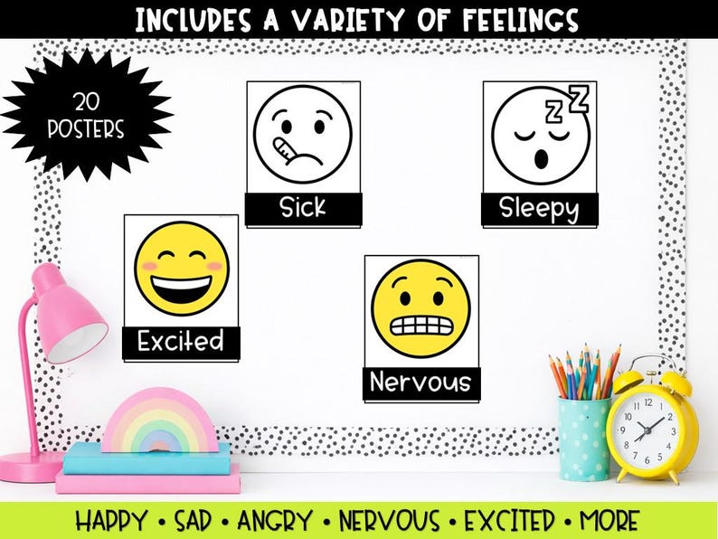Emotions Posters for Kids Printable | Feelings Chart, SEL Classroom ...