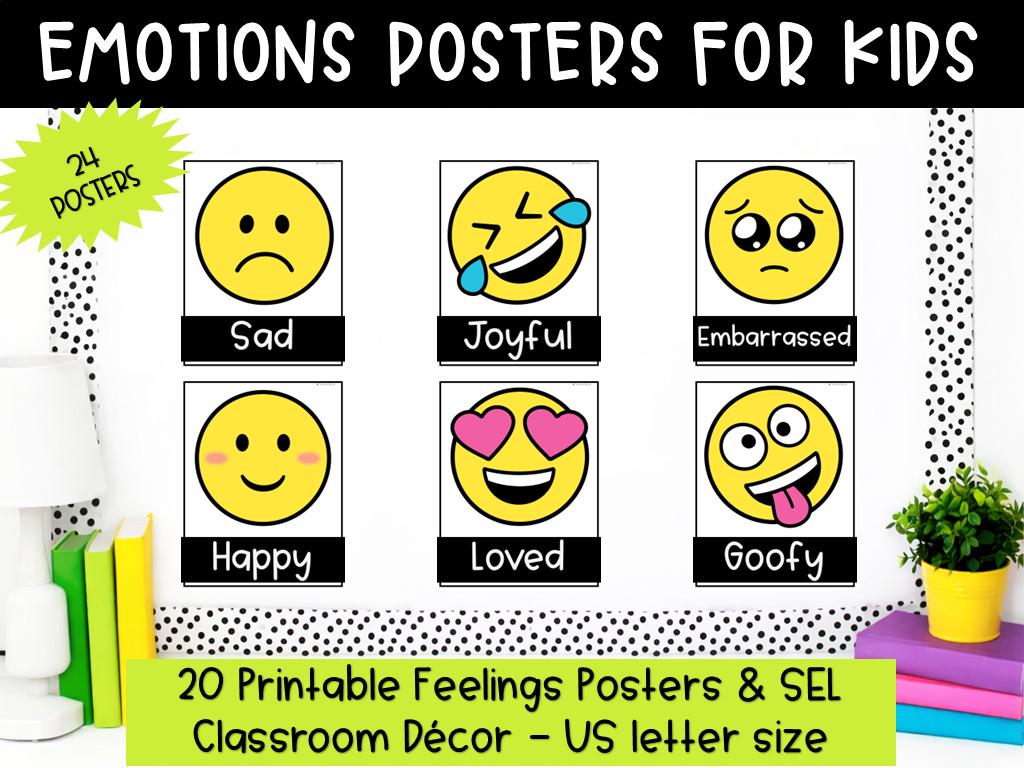 Emotions Posters for Kids Printable | Feelings Chart, SEL Classroom ...