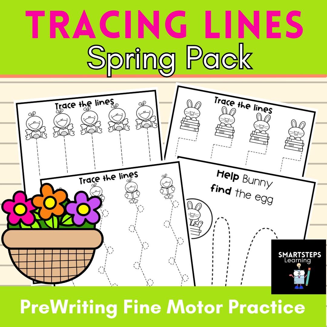 26 Spring Prewriting Tracing Pages for Preschool Kids Fine Motor Line ...