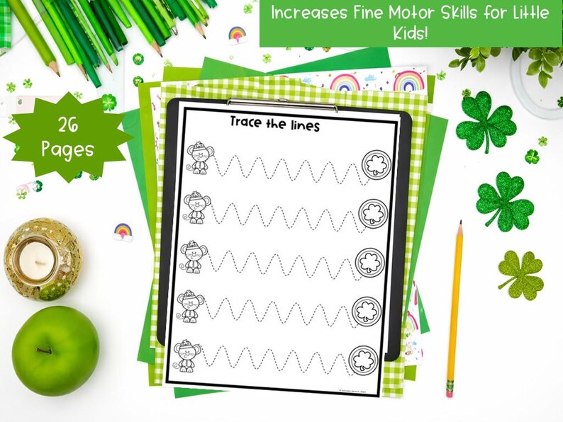 St. Patrick’s Day Prewriting Tracing Worksheets Printable | Fine Motor ...