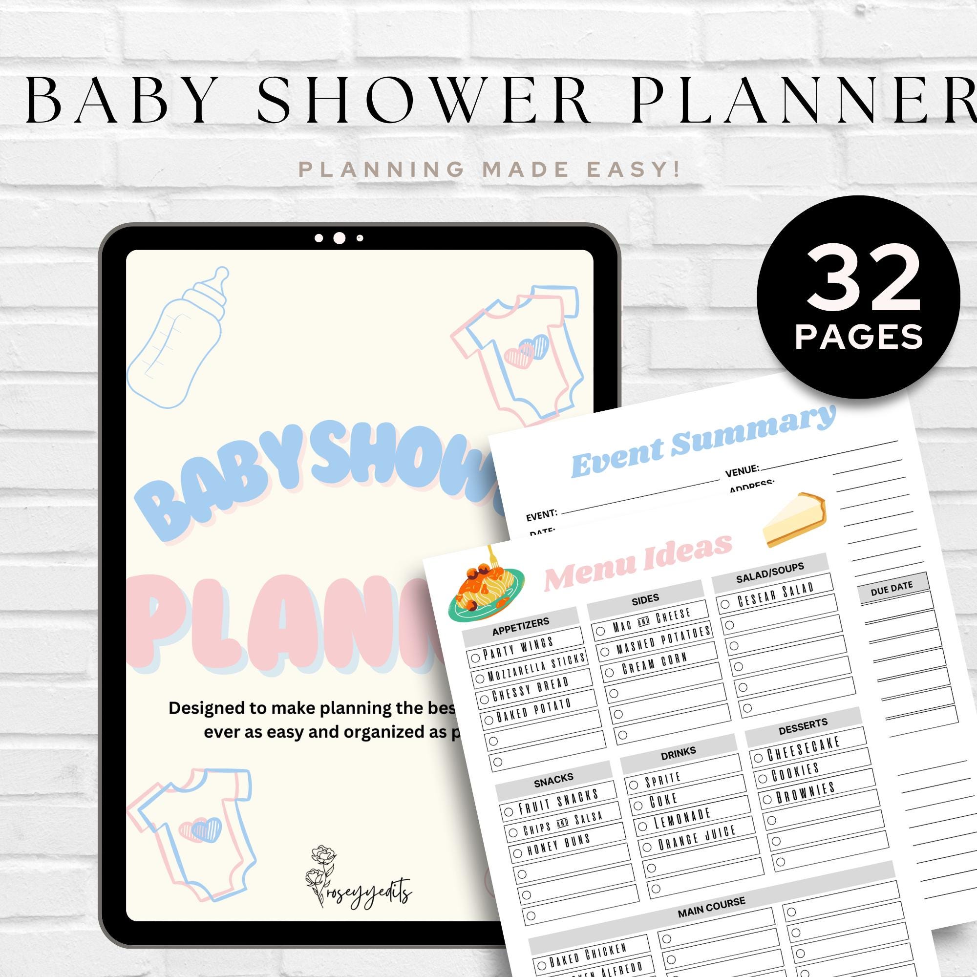 Digital Baby Shower Planner - Etsy