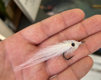 Snook Minnows White #2 (3 PACK) Balaz Fly Co, Saltwater Flies, Tarpon ...