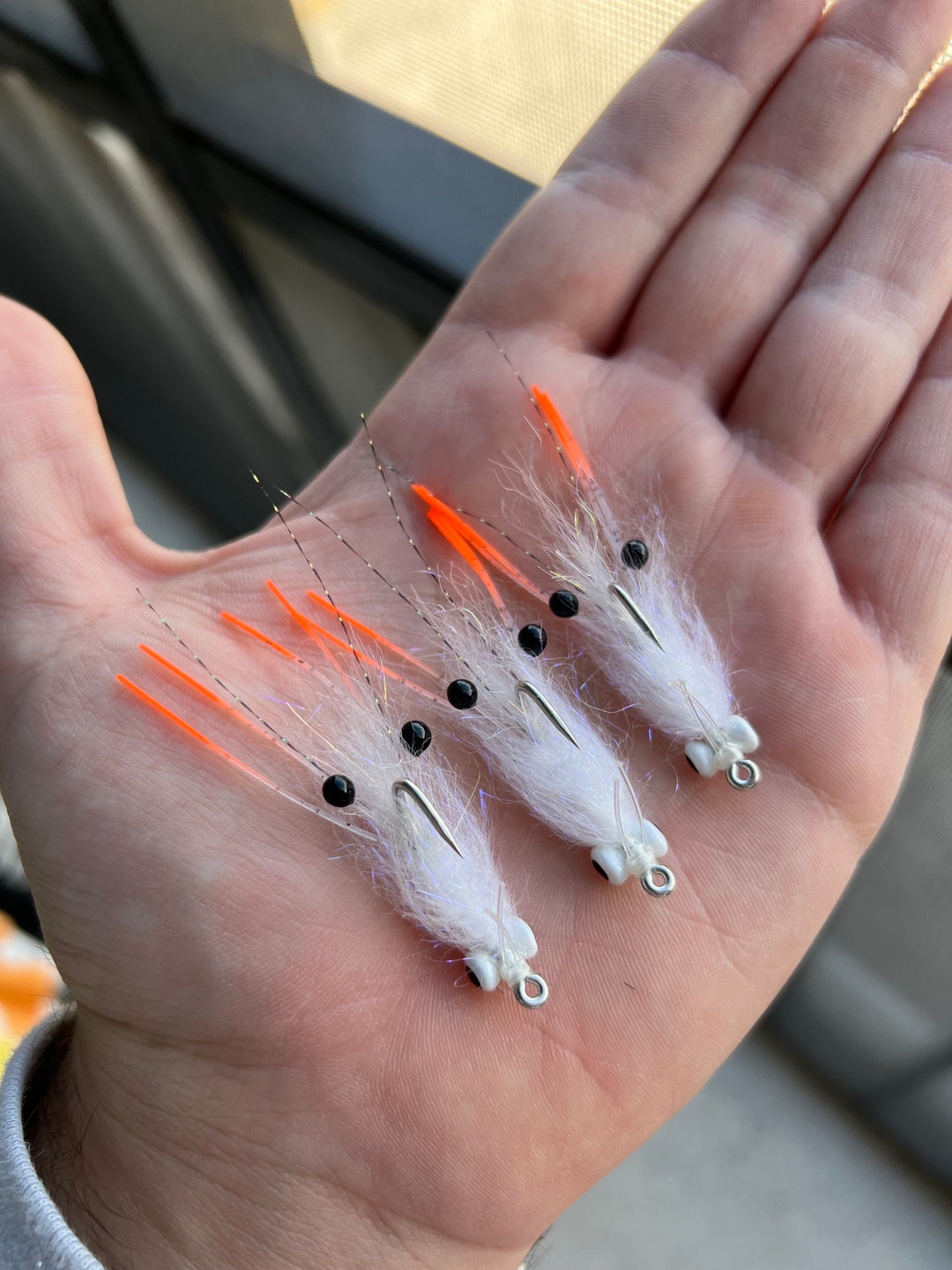 Dub Shrimp White 2 3 PACK Balaz Fly Co, Saltwater Shrimp Flies, Tarpon ...