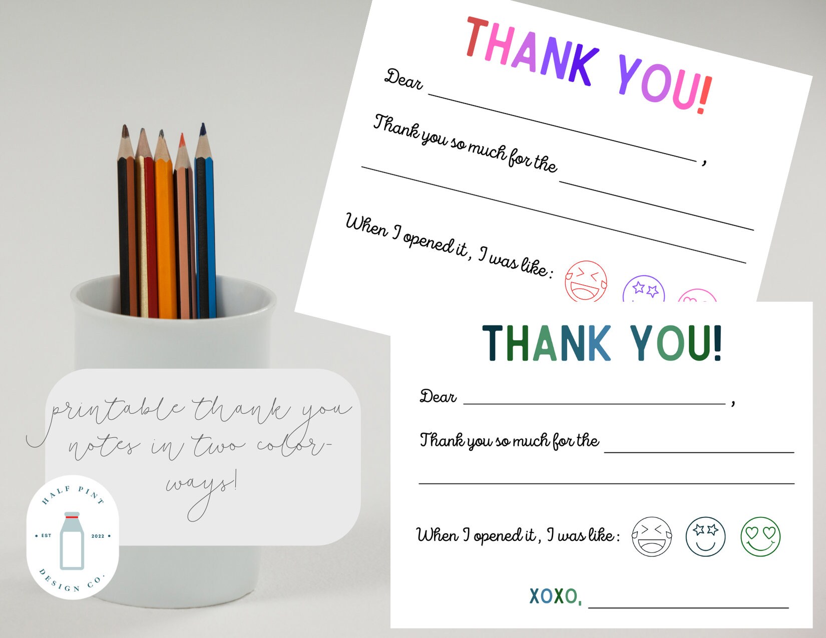 Child Fill-in Thank You Card, Digital Download, Thank You Note ...