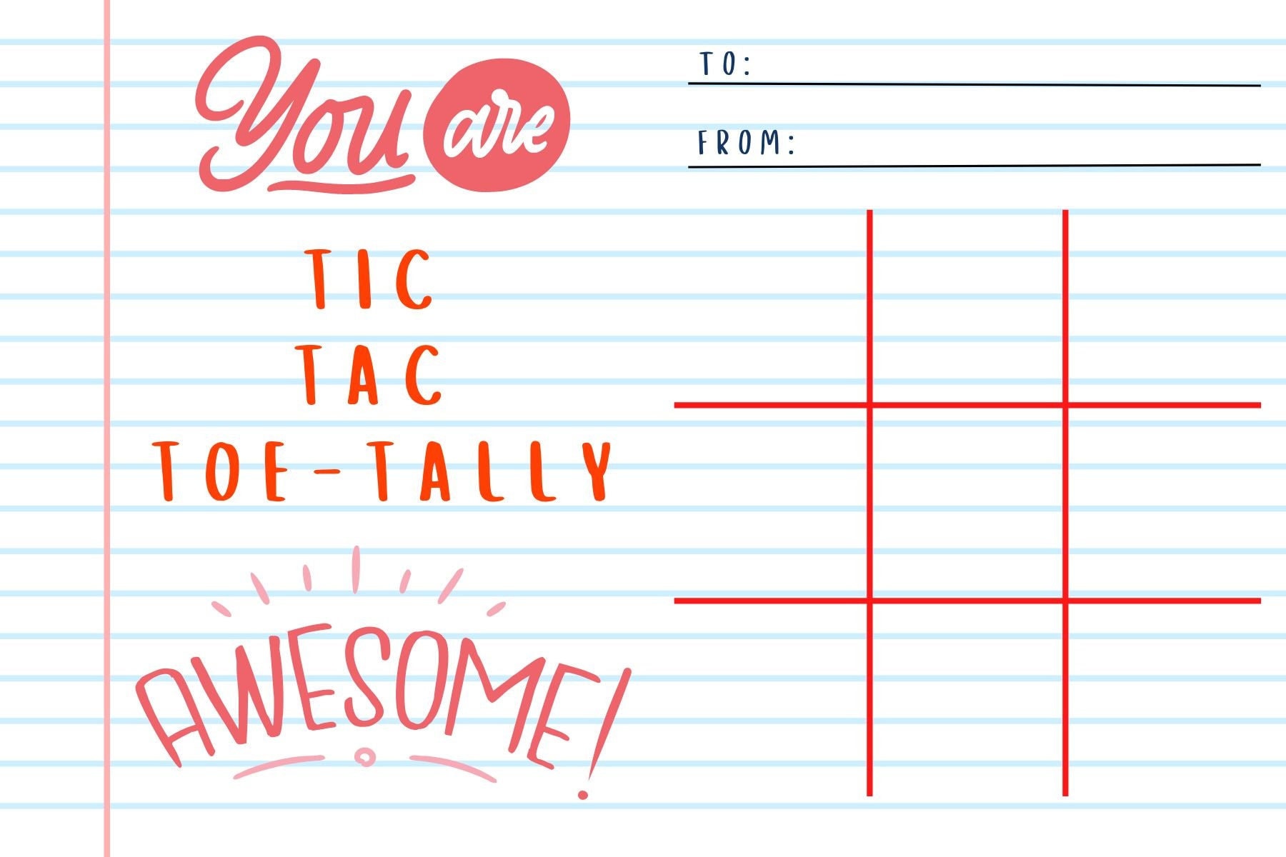 Valentine Card Tic Tac Toe-tally Awesome Digital Download, Classroom ...