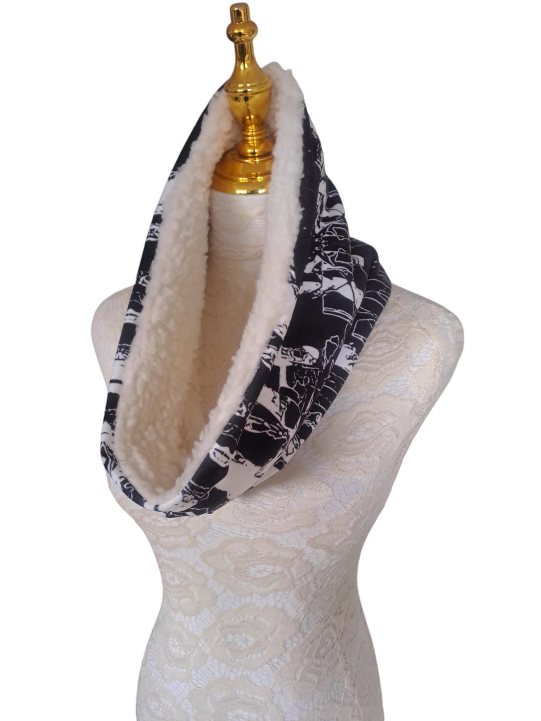 Black and White Abstract Snoods, Great Winter Gift, Push Velvet Snood ...