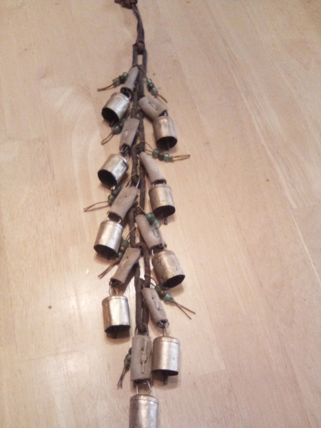 Rustic Hand Forged Iron Chain Wind Chime, Antique Chain, Brass Bells ...