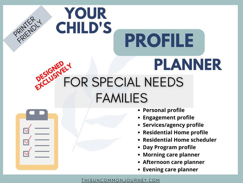 SPECIAL NEEDS Profile Planner EXCLUSIVELY for Special Needs Families - Etsy