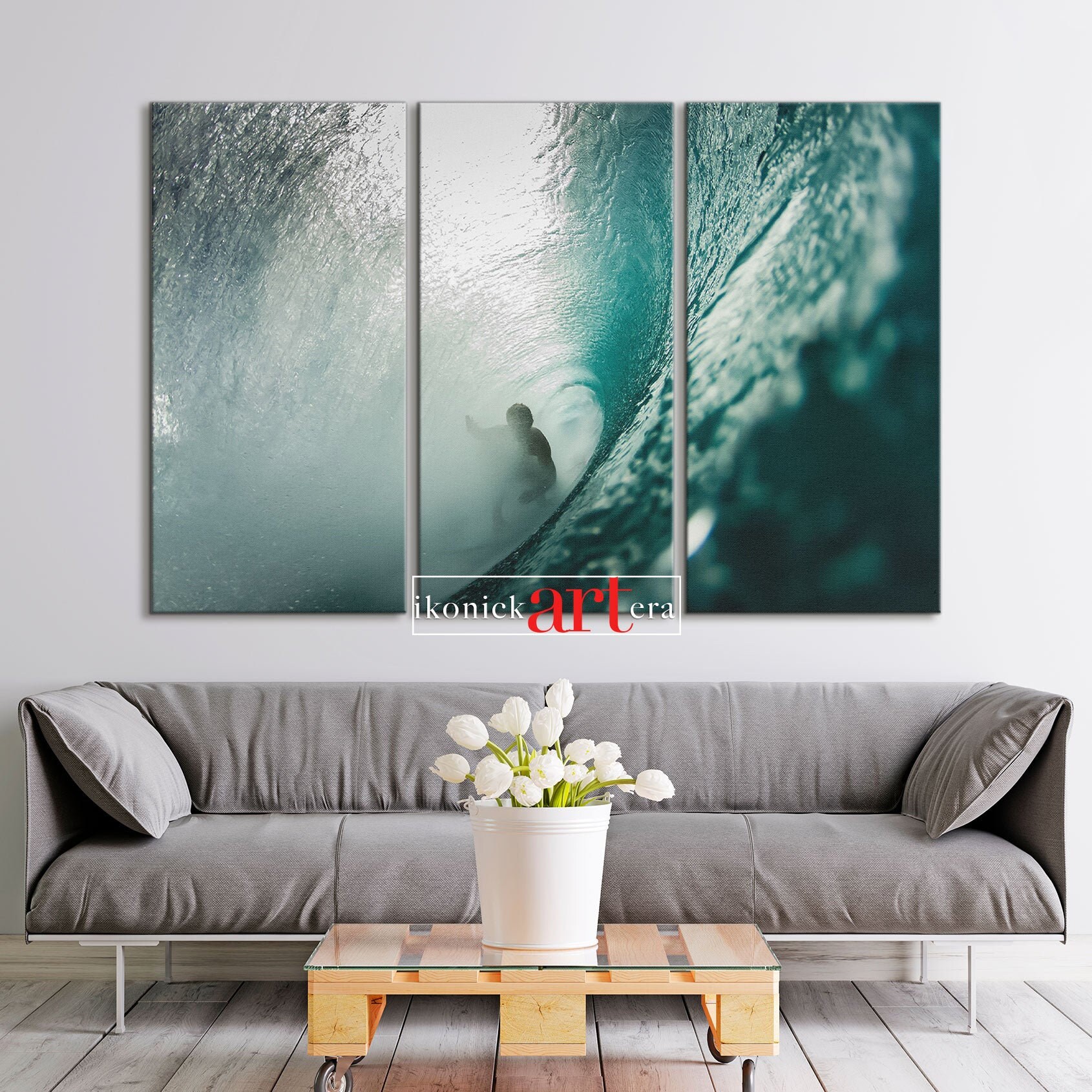 Home & Living Wall Décor Ocean Blue Poster Trendy Room Canvas Surfer ...