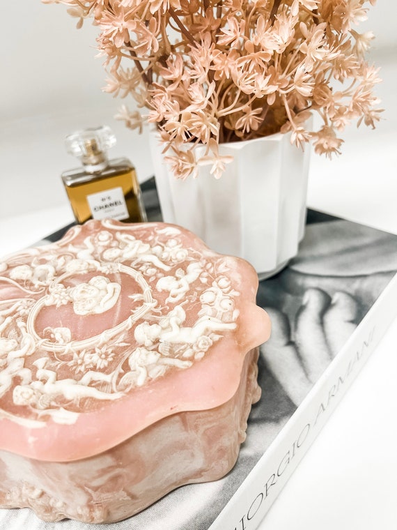 Vintage stone trinket box, hand carved stone trinket … - Gem