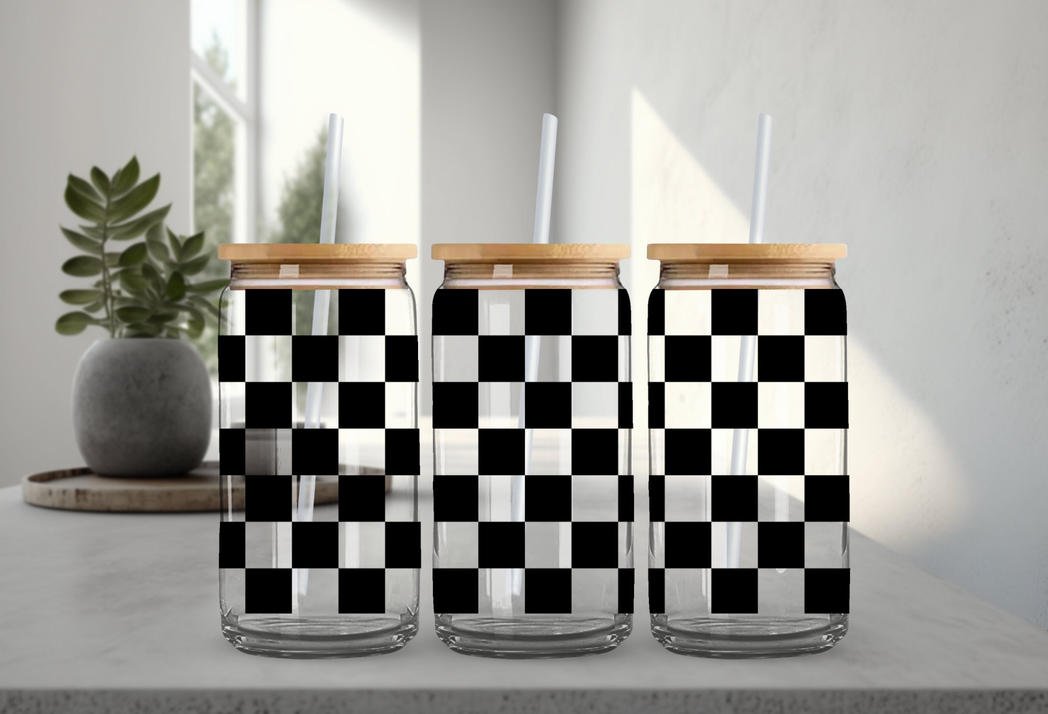 Checkered Glass Can Svg Glass Can Svg Checkered Svg Libbey Can Svg ...
