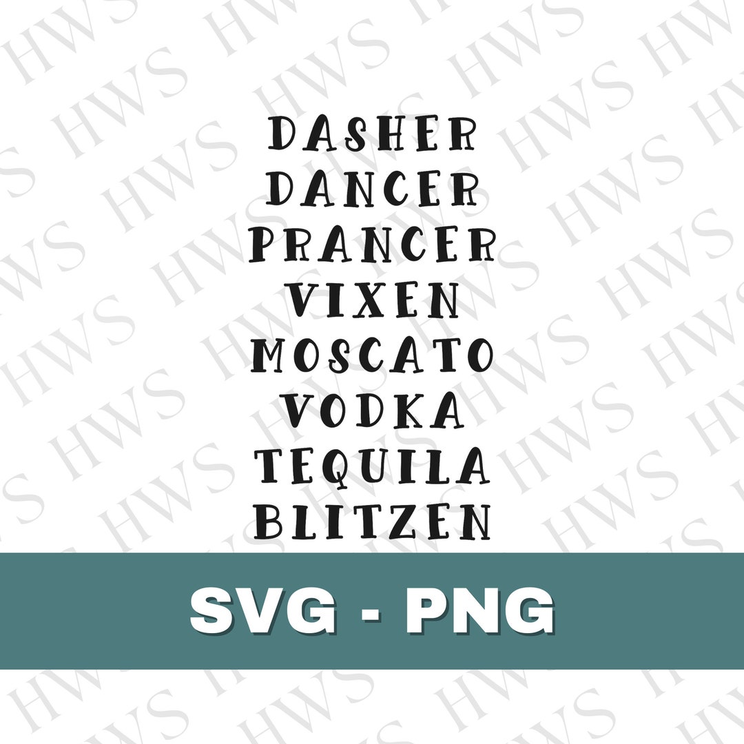 Funny Reindeer Names Christmas SVG: Dasher, Dancer, Moscato (digital ...