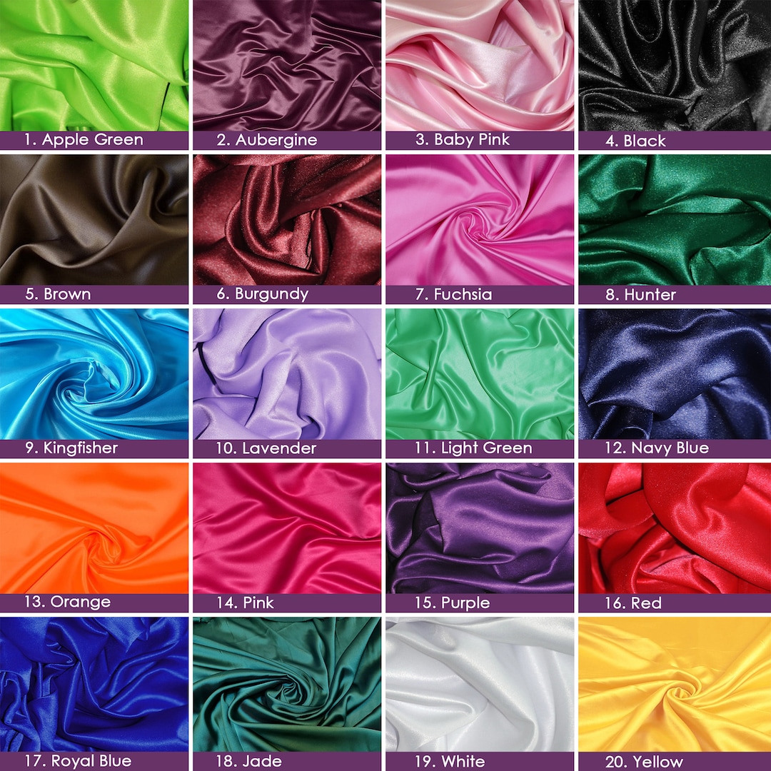 20 Colors Silk Satin Fabric, Luxury Silk Satin Fabric by the Yards ...