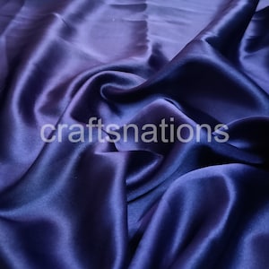 Navy Blue Silk Satin Fabric by the Yards, Navy Blue Satin Charmeuse ...