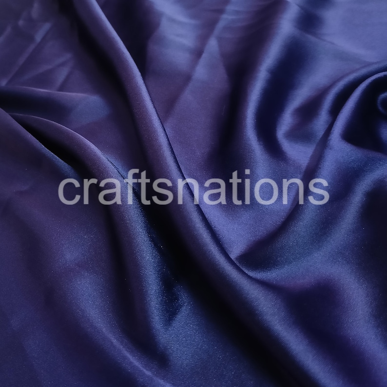 Navy Blue Silk Satin Fabric by the Yards Navy Blue Satin - Etsy