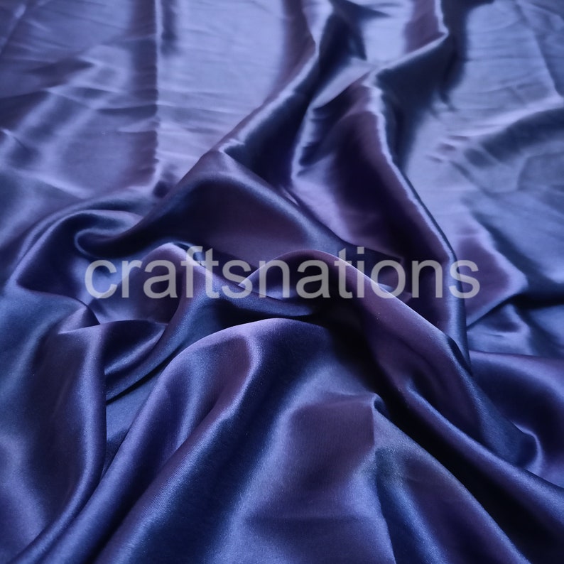 Navy Blue Silk Satin Fabric by the Yards Navy Blue Satin - Etsy