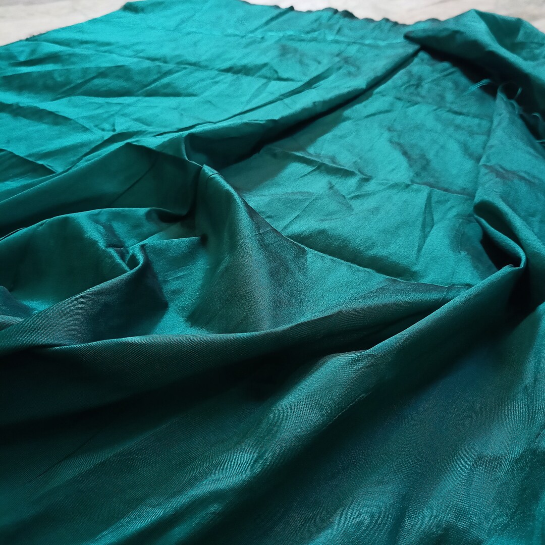 Rich Green Teal Taffeta Fabric, Plain Taffeta Silk Fabric, Gown Fabric ...