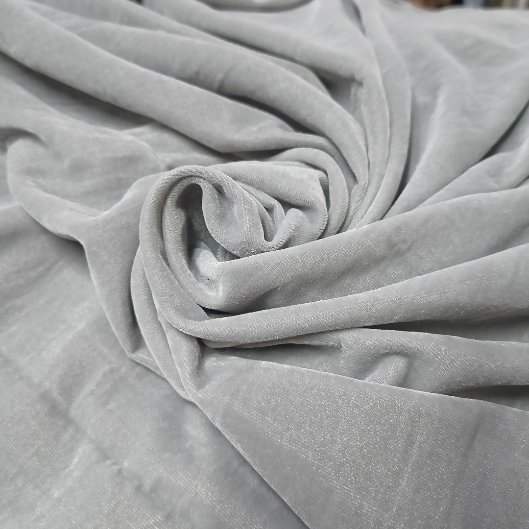 Silver Velvet Fabric, Silver Gray Silk Velvet Fabric, Velvet Gown ...
