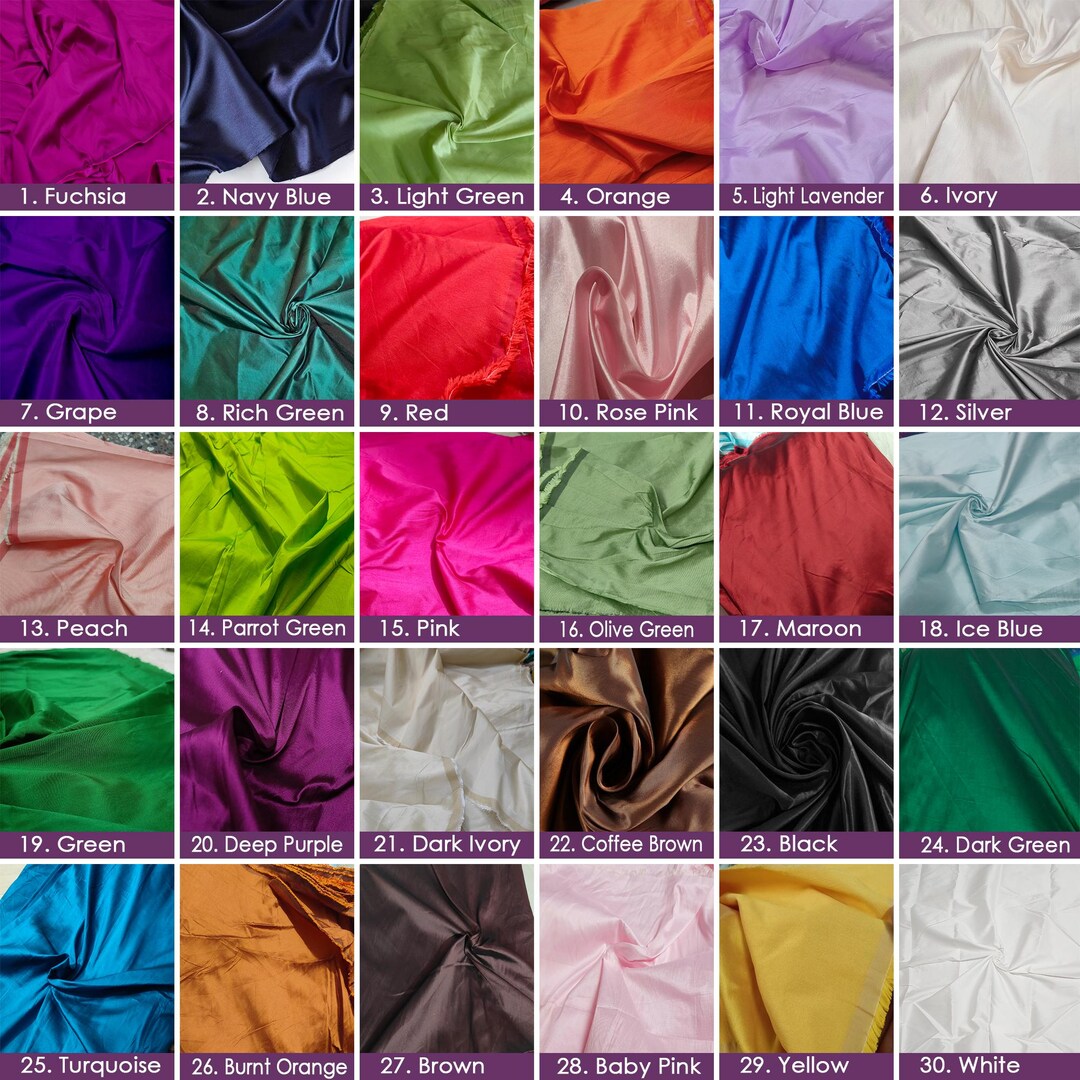 30 Colors Taffeta Fabric, Plain Taffeta Fabric, Taffeta Silk Fabric ...