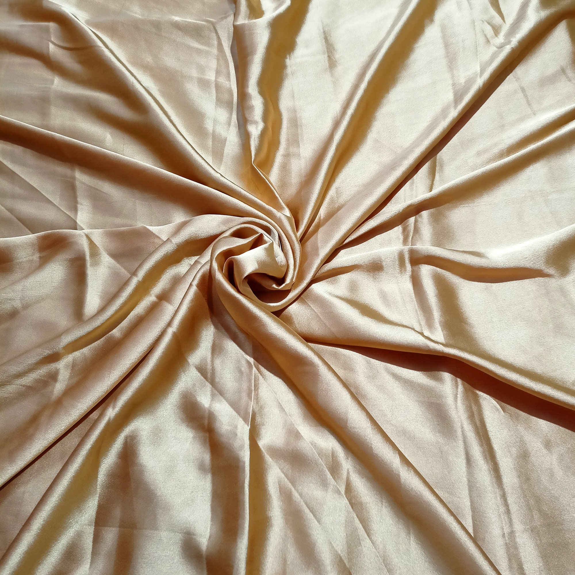 Antique Gold Silk Satin Fabric, Gold Satin Charmeuse Fabric, Gown Fabric, Polyester Silk Satin ...