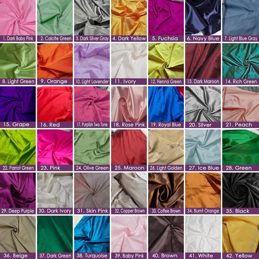 42 Colors Taffeta Fabric, Plain Taffeta Fabric, Taffeta Silk Fabric ...