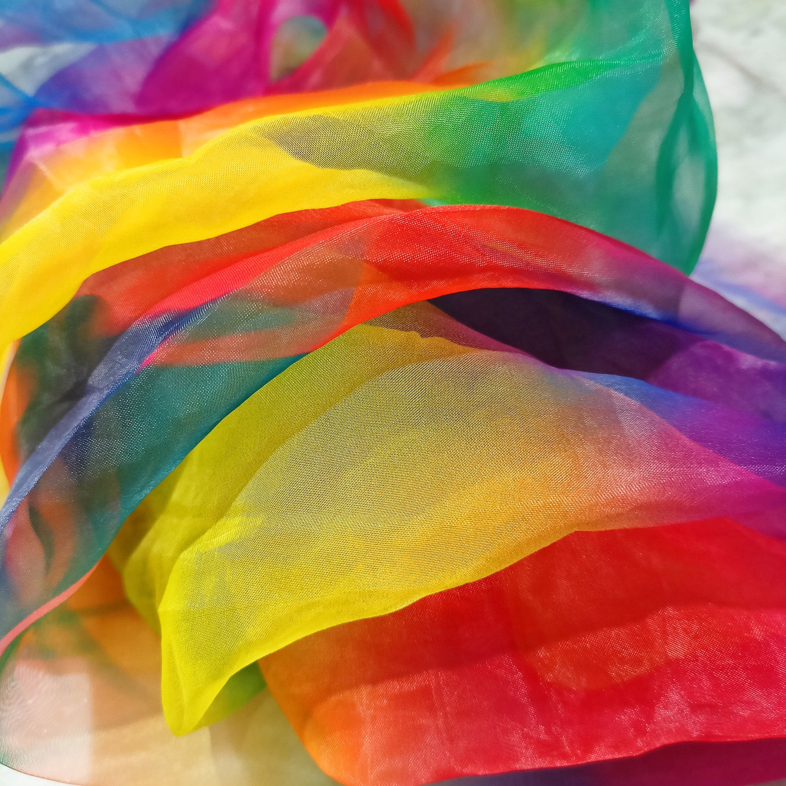 Rainbow Organza Fabric: Sheer Polyester for Wedding & Party Decor - Etsy