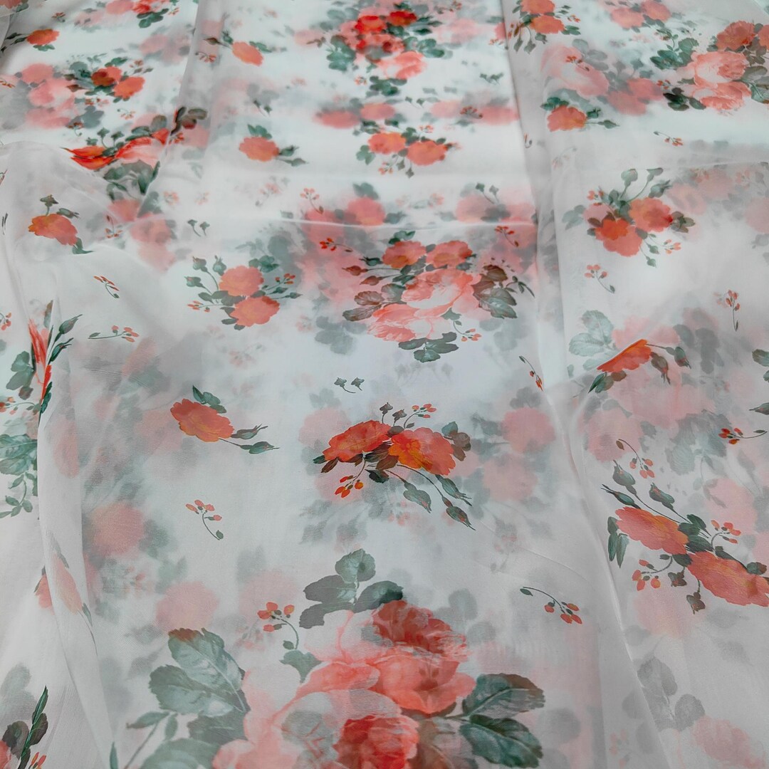 Floral Print Organza Fabric: Indian Wedding Style Material Fabric - Etsy