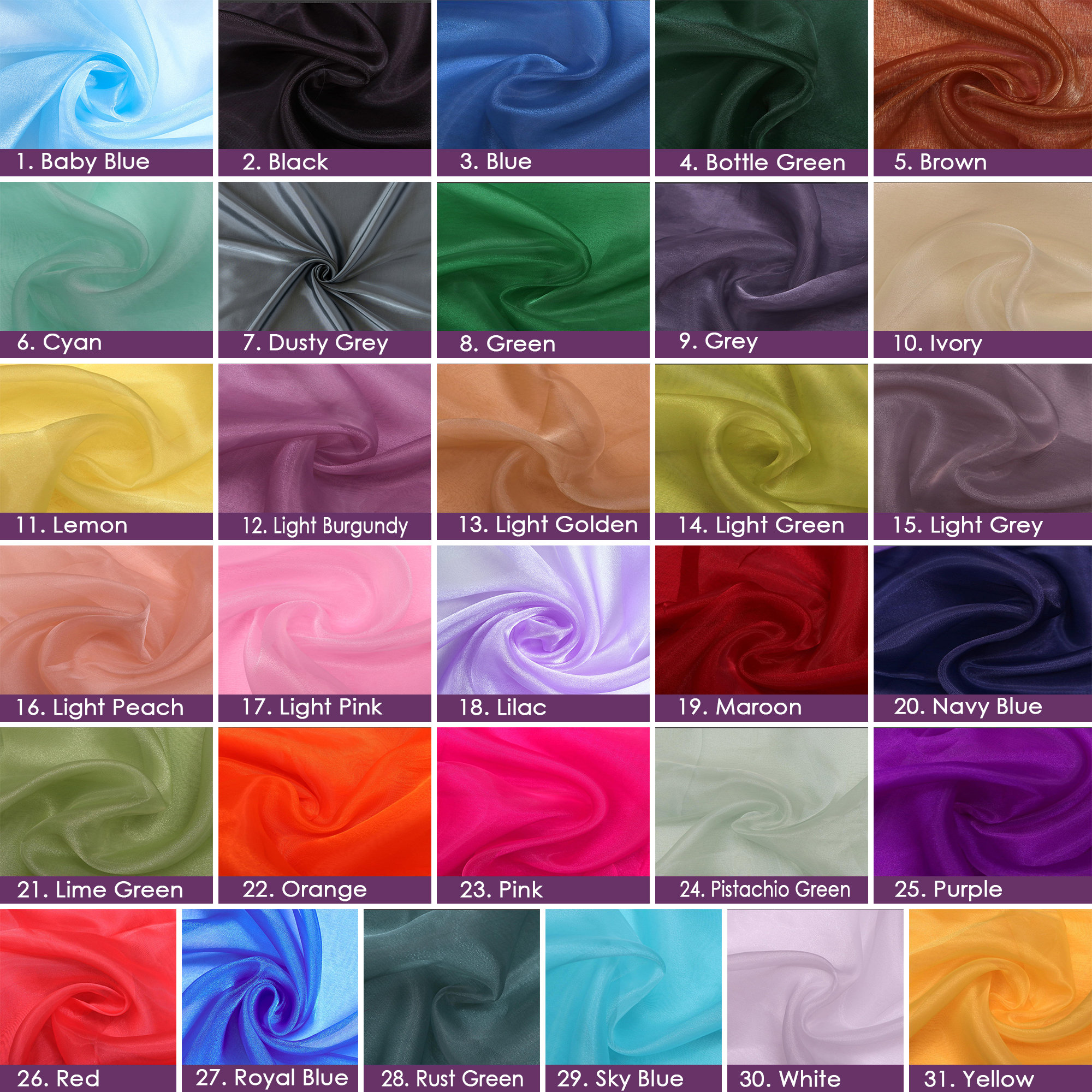 31 Colors Organza Fabric Sheer Organza Fabric Lightweight - Etsy