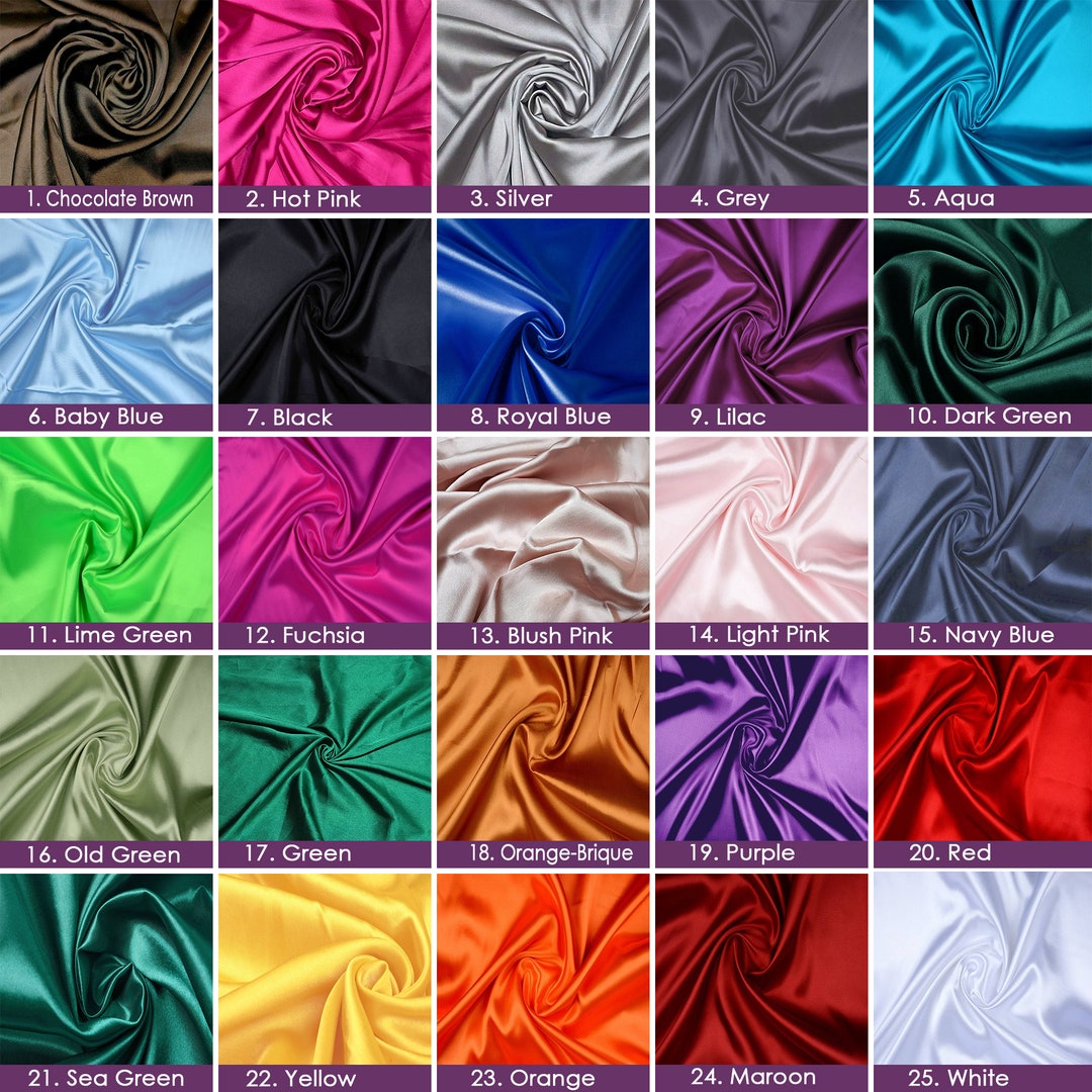 25 Colors Silk Satin Fabric, Luxury Silk Satin Fabric by the Yards ...