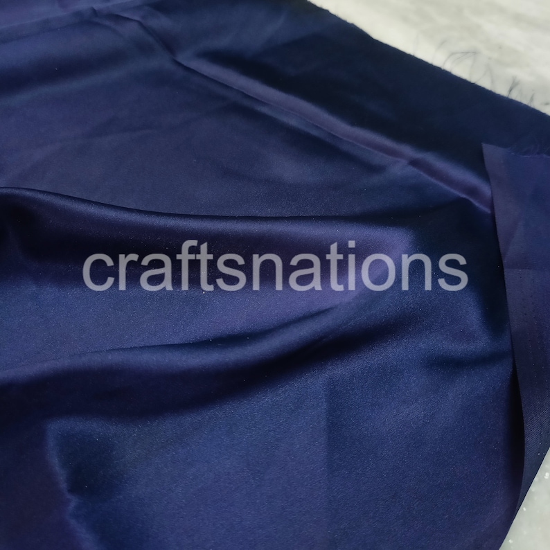 Navy Blue Silk Satin Fabric by the Yards Navy Blue Satin - Etsy