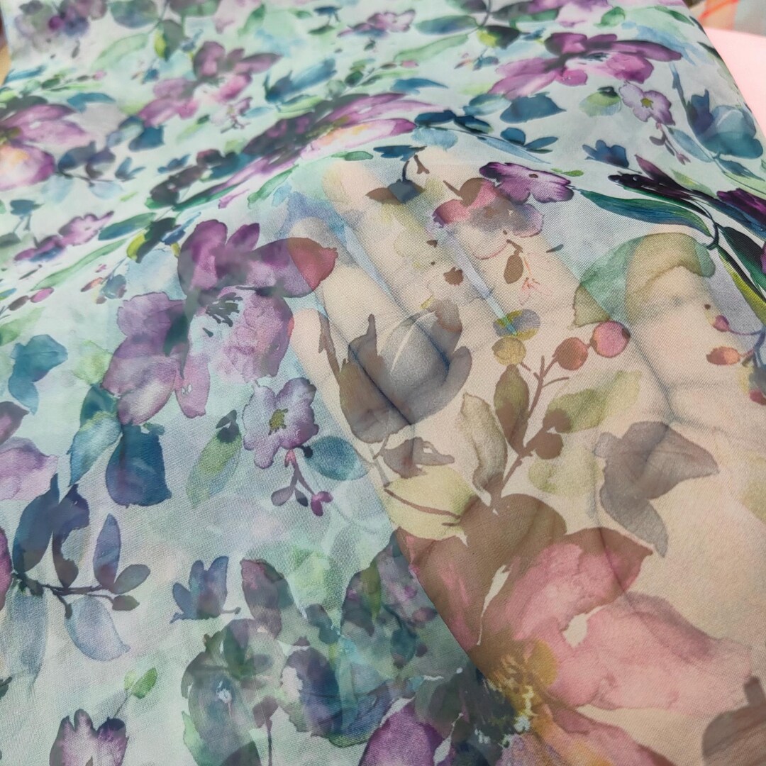 Floral Print Organza Fabric, Digital Print Organza Fabric, Premium ...