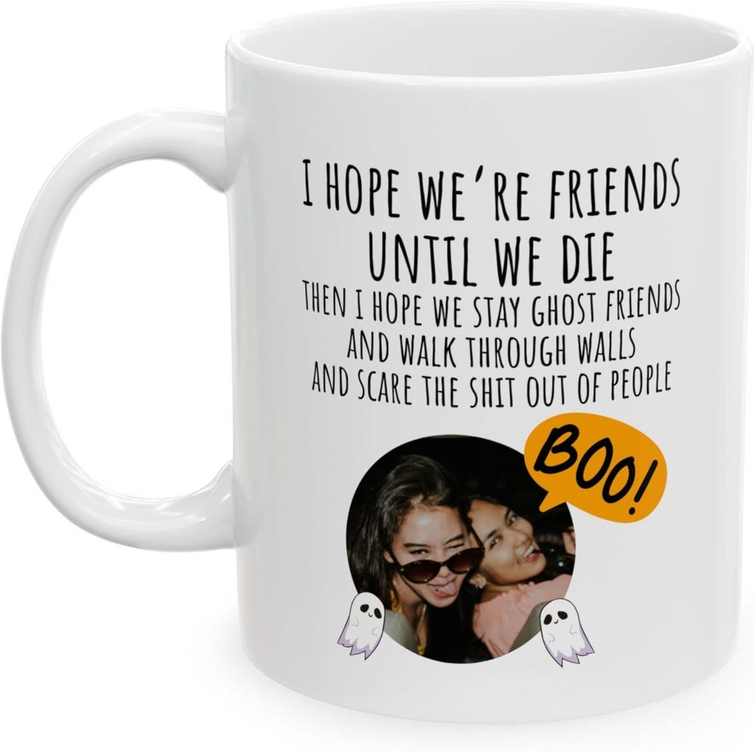 Personalized Ghost Friends Forever Coffee Mug - Custom Photo BFF Gift ...
