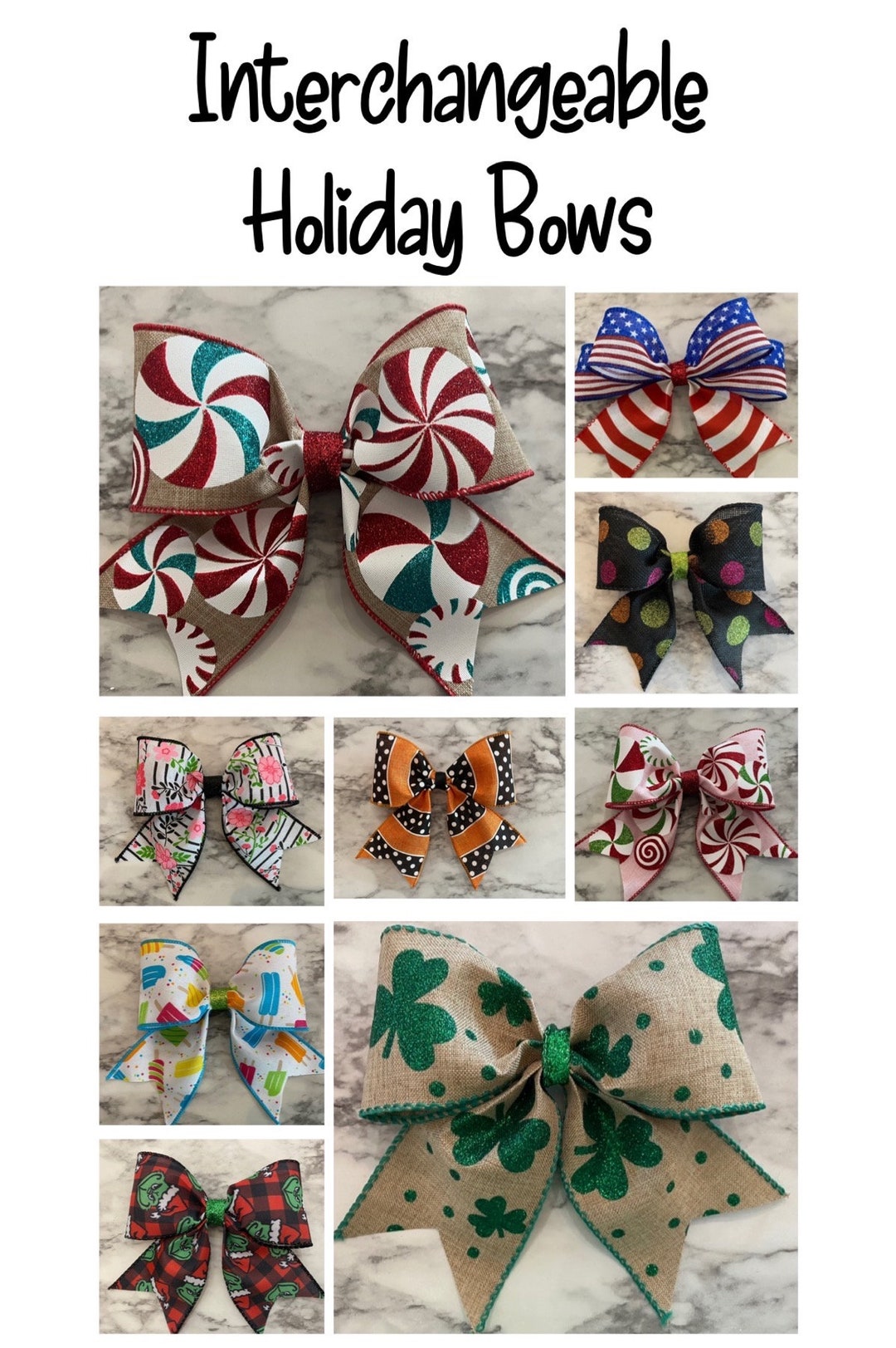 Holiday INTERCHANGEABLE BOWS for Door Hangers and Wreaths Decorative ...