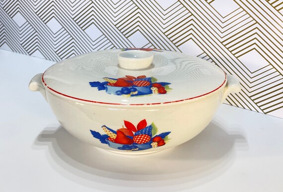 Calico Fruit Casserole Dish With Lid 1 Quart Universal - Etsy