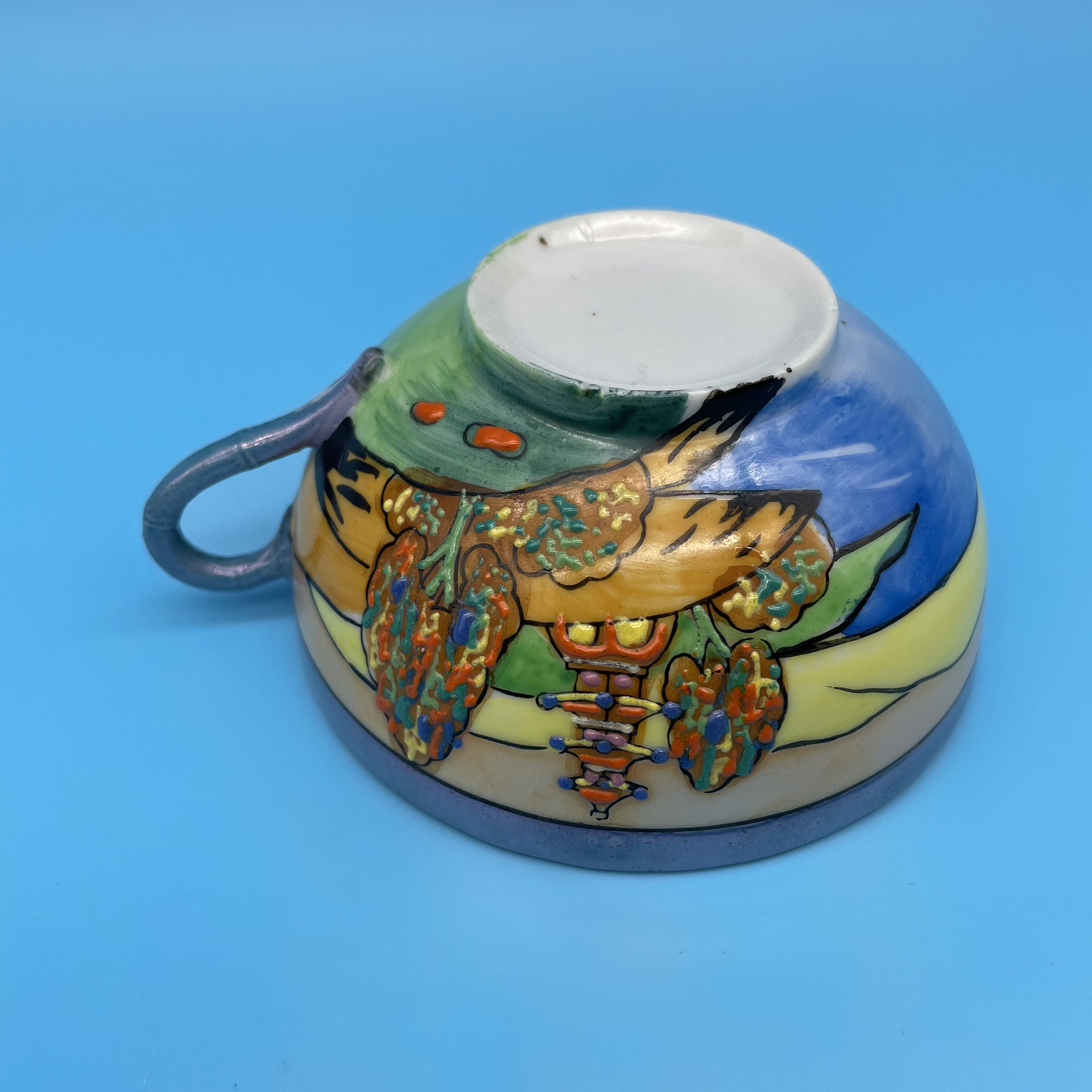 VINTAGE Blue & Gold Scenic Lusterware Japan Hand Painted Teacup and ...