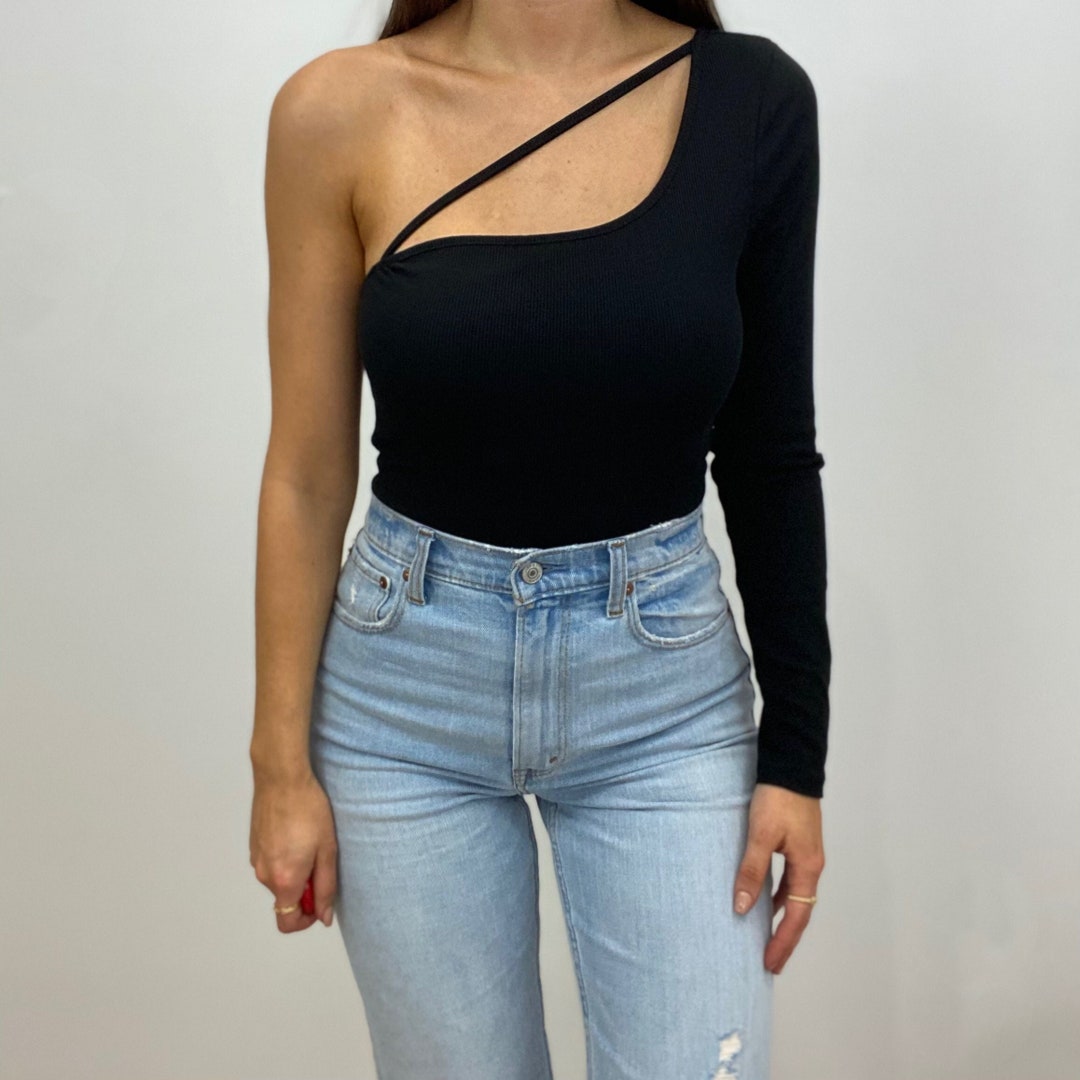 Cut Out Bodysuit | Asymmetrical Leotard | Black One Shoulder Bodysuit ...