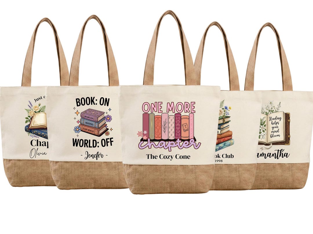 Personalised Name Bookish Tote Bag , Custom Bookshelf , Library Book ...