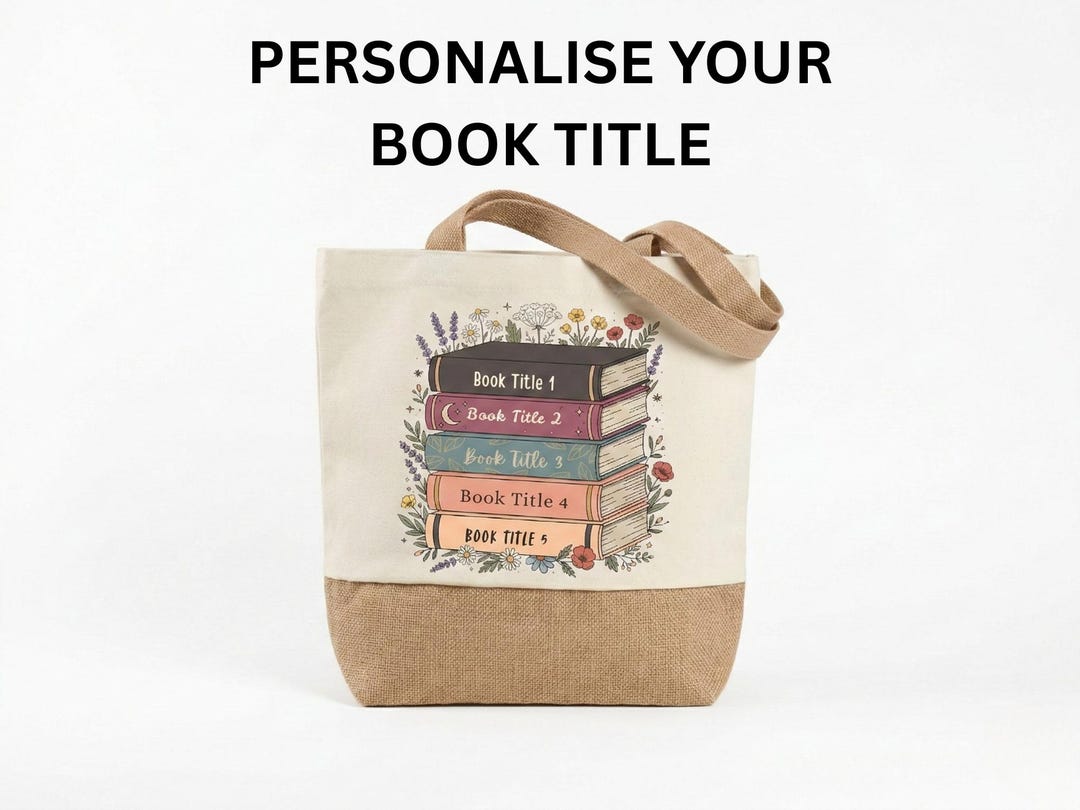 Personalised Book Tote Bag, Book Lover Gift, Custom Bookish Canvas Bag ...