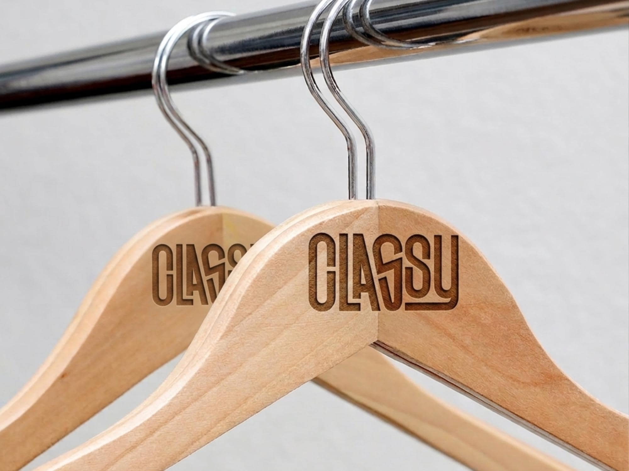 Personalised Business Logo Hangers , Custom Brand Hangers , Wooden ...