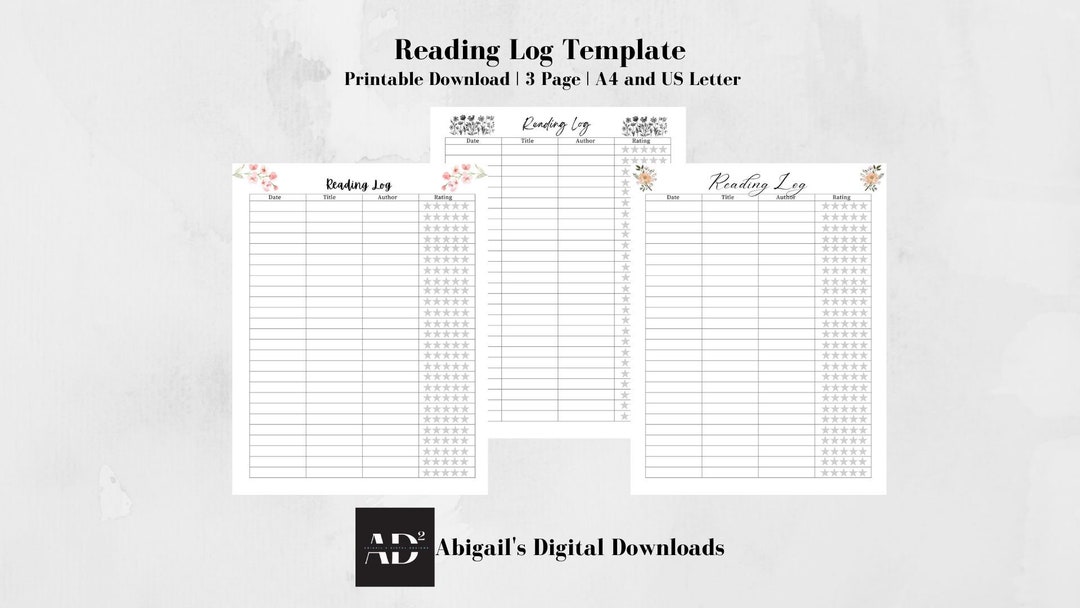 Digital Reading Log Templates - Book Reviews - Simple Flower Book ...