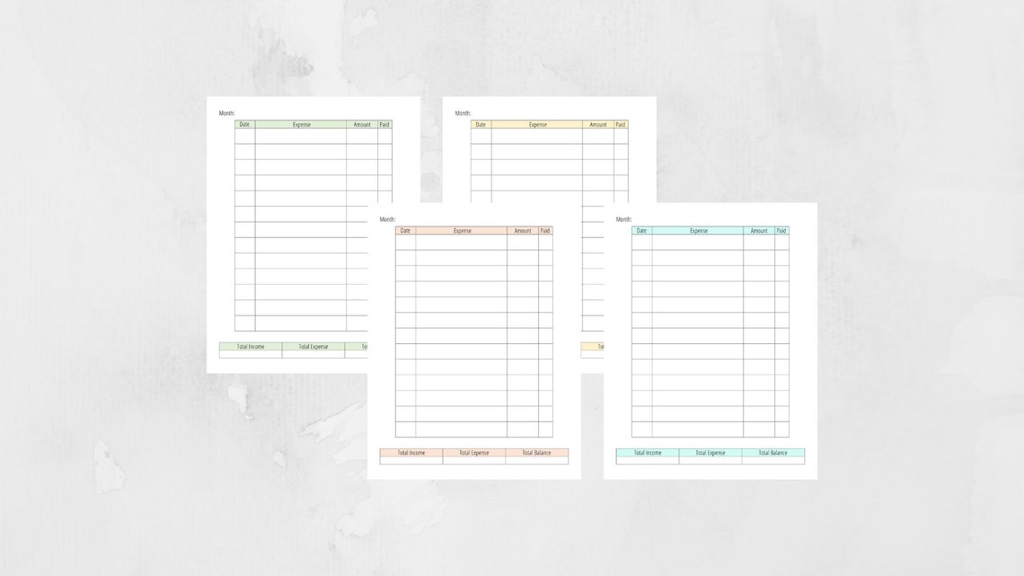 Monthly Expense Template Digital Planner Multi-color - Etsy