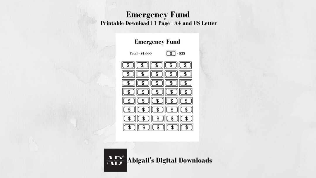 Digital Emergency Fund Template,printable Money Savings Tracker ...