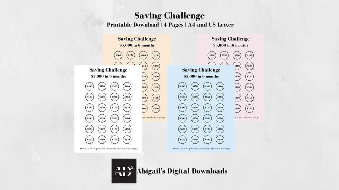 Saving Challenge Digital Template - 5k in 6 Months - Budgeting - Simple ...