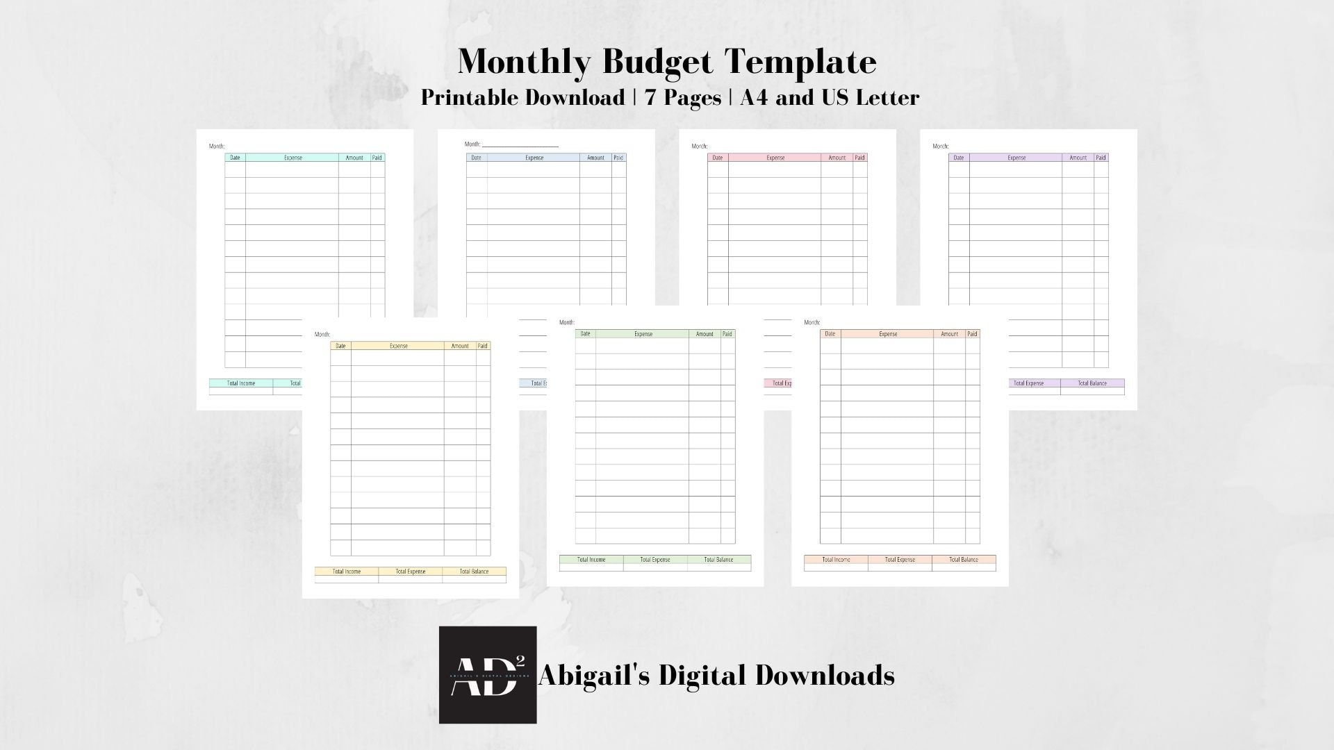 Monthly Expense Template Digital Planner Multi-color - Etsy