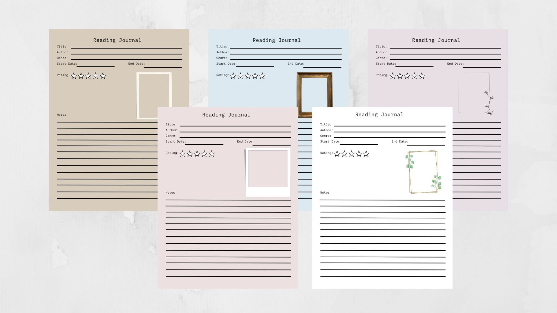 Digital Reading Journal Templates, Book Review Templates, Printable PDF ...