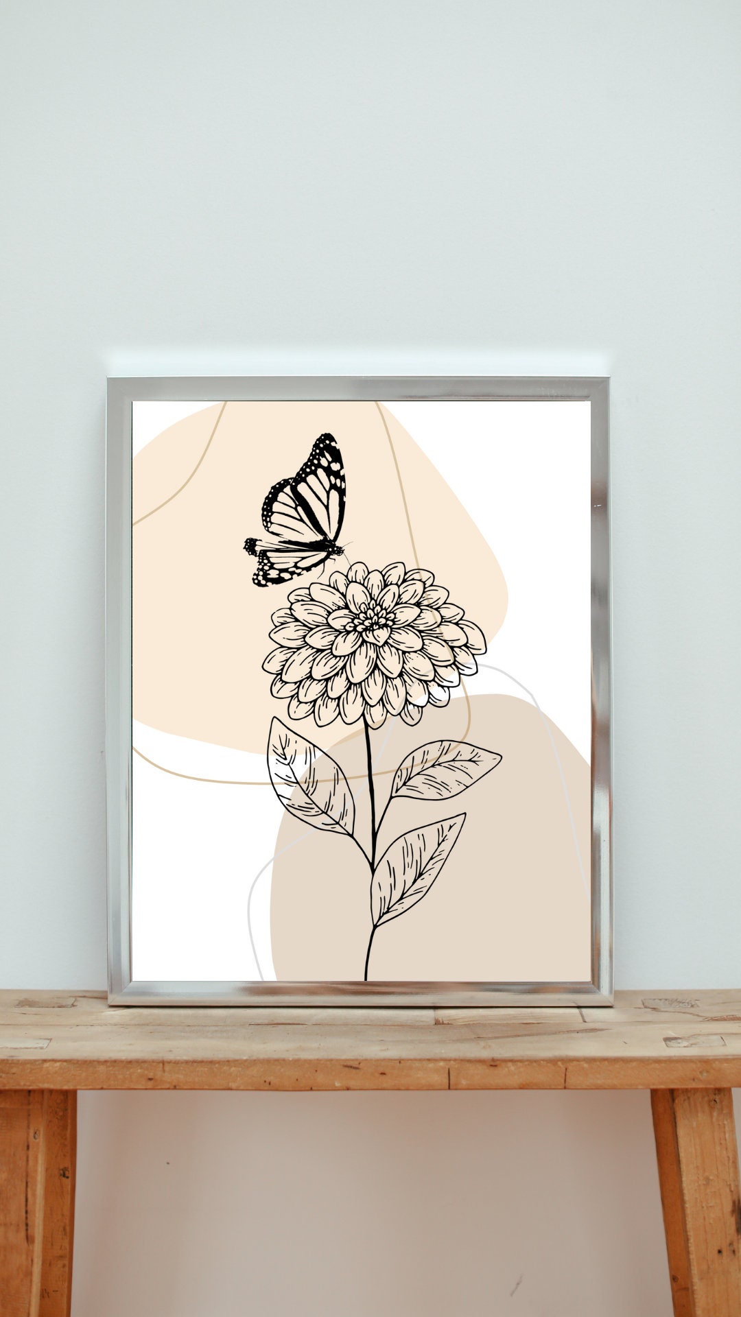 Neutral Flower Poster, Digital Poster, Aesthetic Minimal Poster ...