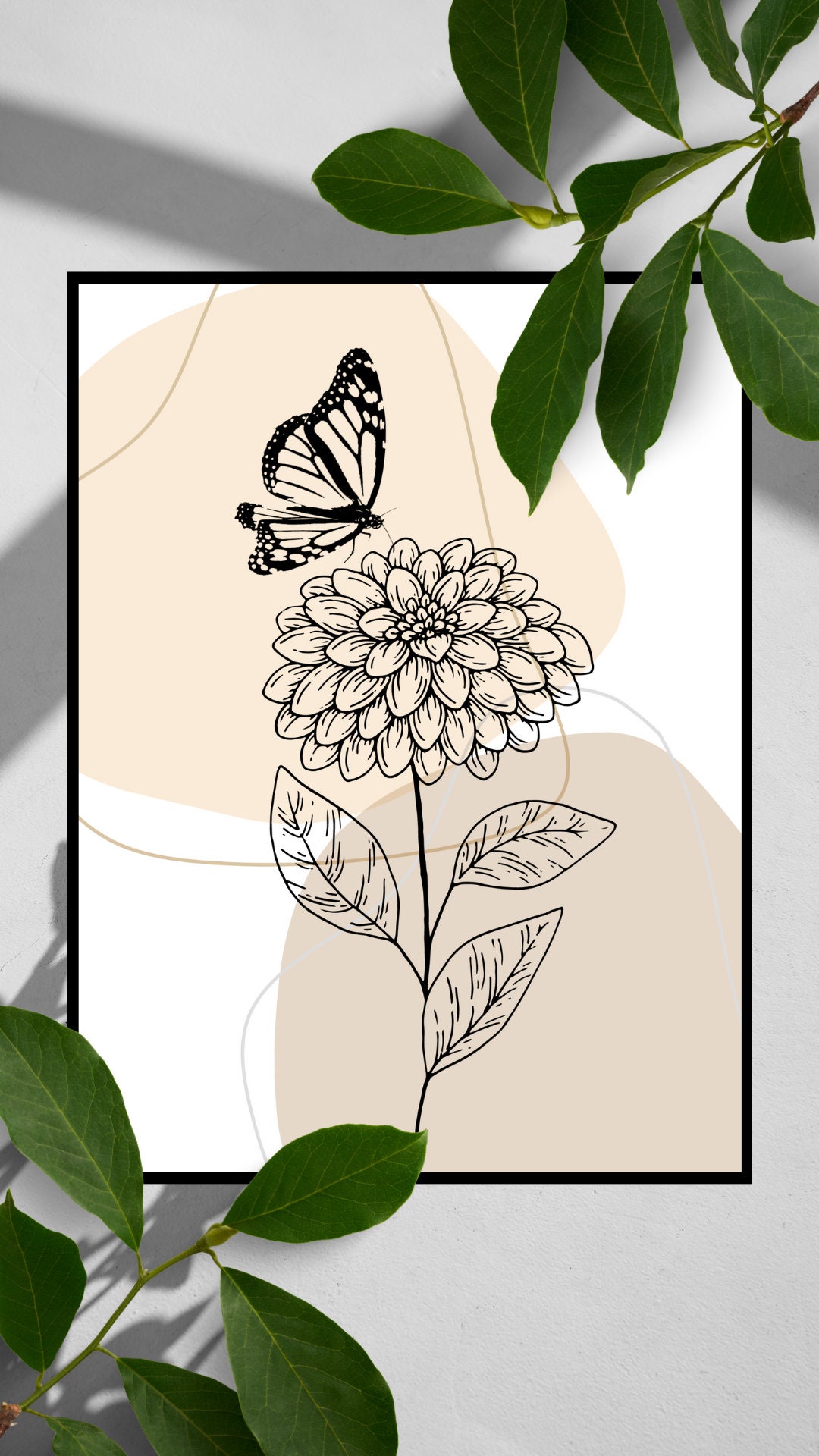 Neutral Flower Poster, Digital Poster, Aesthetic Minimal Poster ...