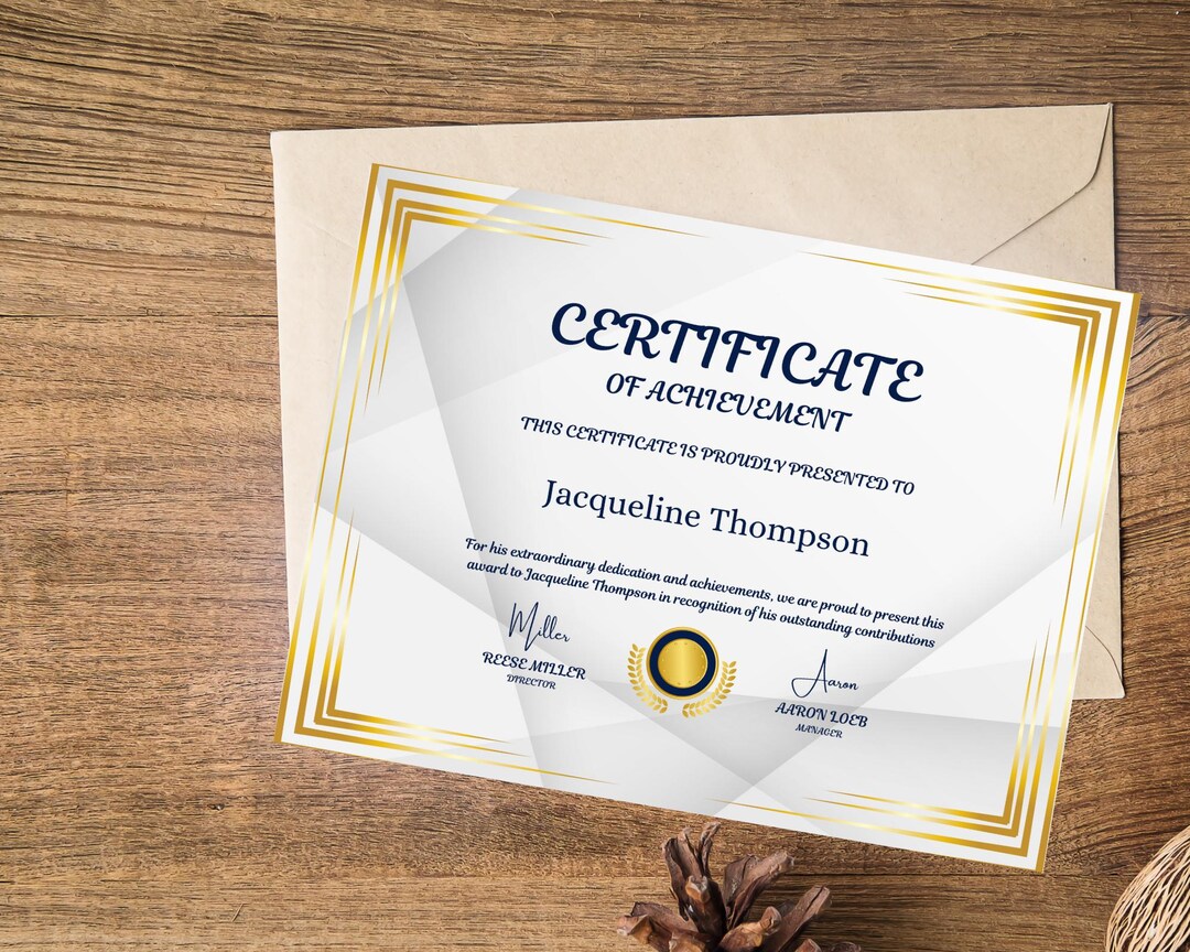 Custom Certificates, Editable Downloadable Certificate, Personalized ...