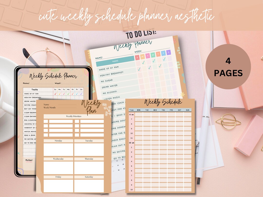 Beige Cute Weekly Schedule Planner Aesthetic, Beige, Aesthetic, Simple ...